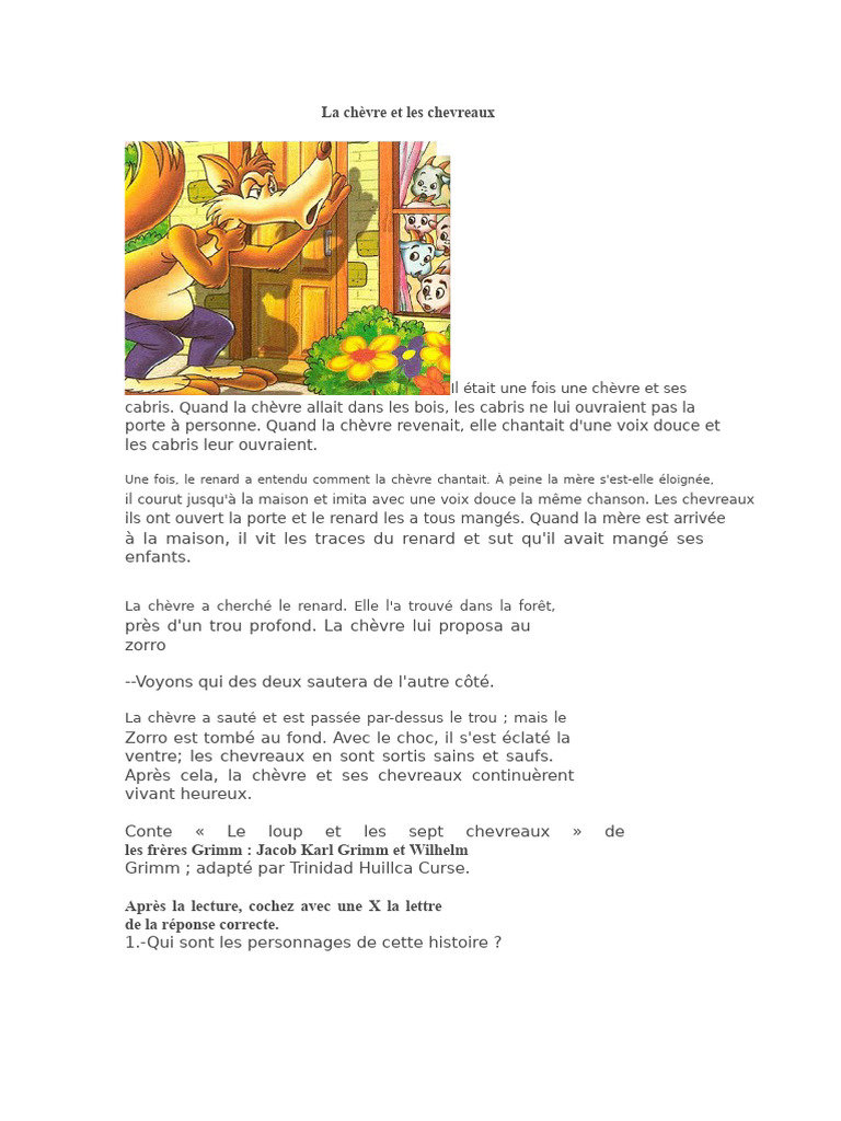 La chèvre et ses chevreaux | PDF | Chèvre