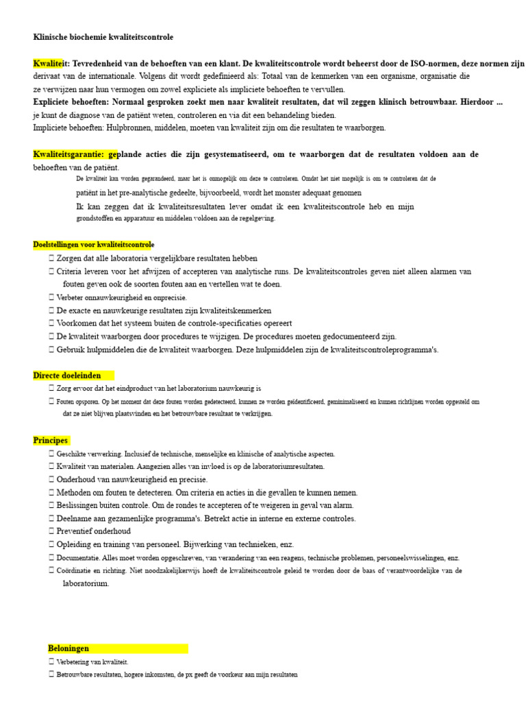 Ontleding Kwaliteitscontrole | PDF