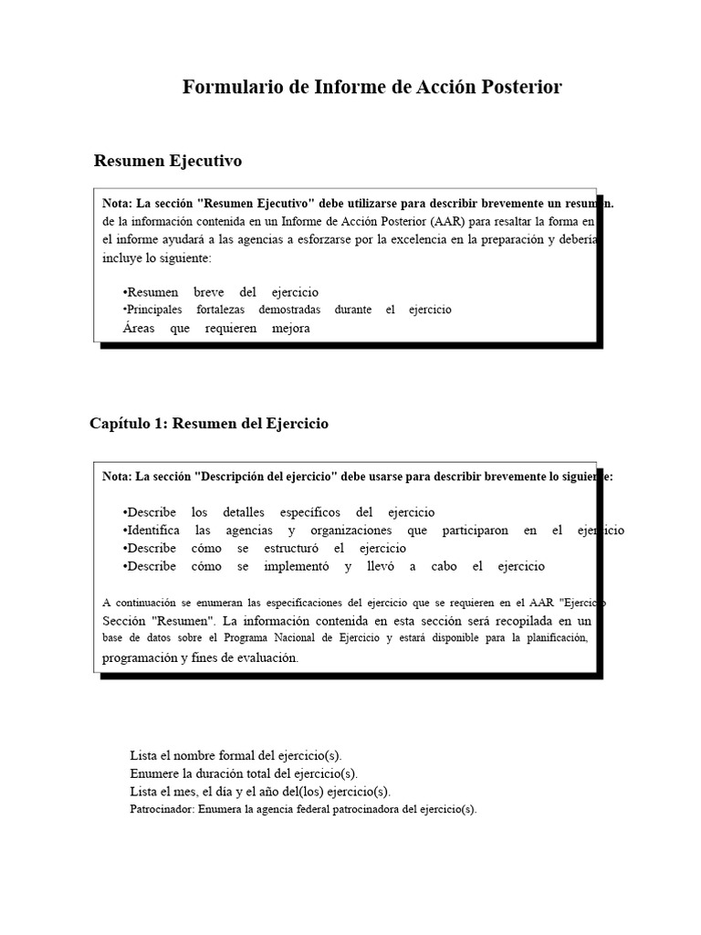 Informe de Acción Posterior del Ejercicio | PDF | Planificación