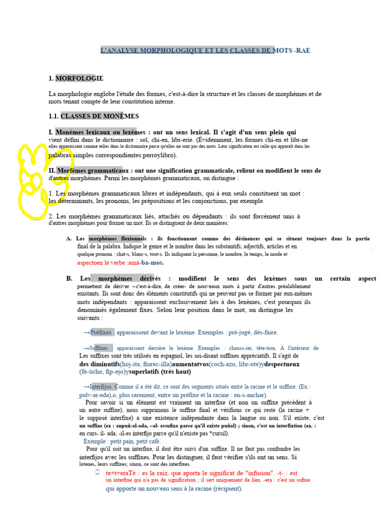 Analyse Morphologique des Mots | PDF | Morphologie (linguistique ...