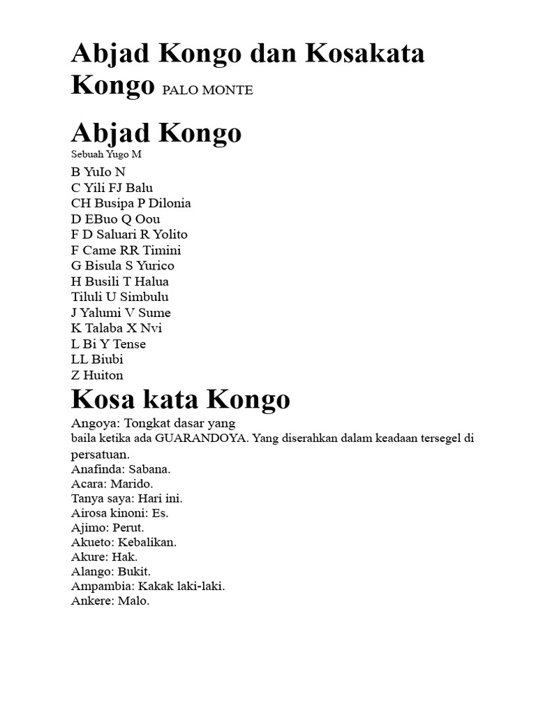 Kosakata dan Abjad Kongo | PDF
