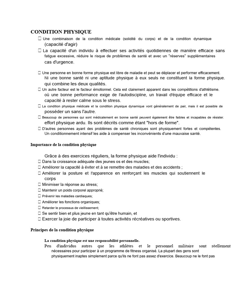 Comprendre la condition physique essentielle | PDF | Muscle | Stress ...