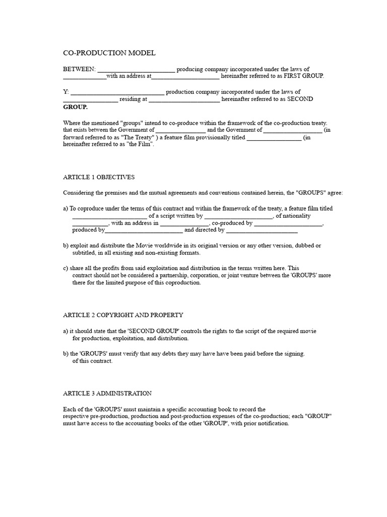 Co-Production Contract Model | PDF | Insurance | Liability Insurance