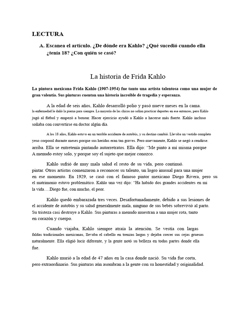 Vida y legado de Frida Kahlo | PDF