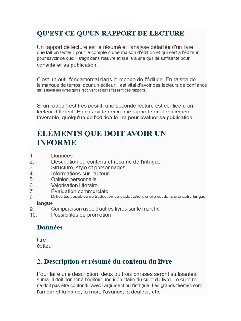 Comprendre le rapport de lecture | PDF | Traductions | Édition