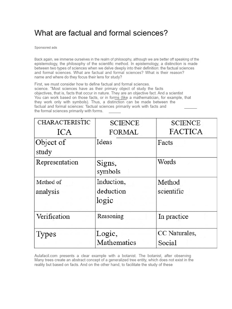 Factual vs. Formal Sciences Explained | PDF | Science | Social Sciences