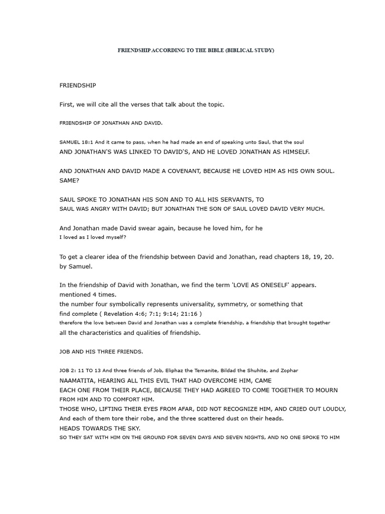 Biblical Insights on True Friendship | PDF | Jesus | Gospel Of John