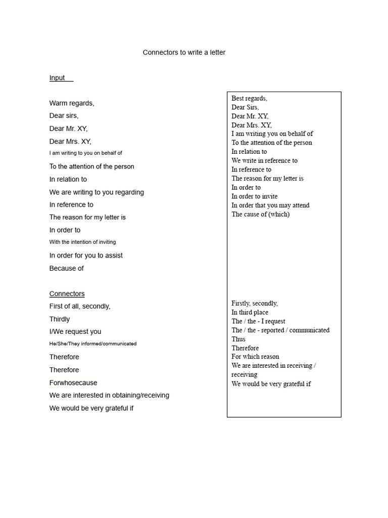 Connectors For A Letter | PDF