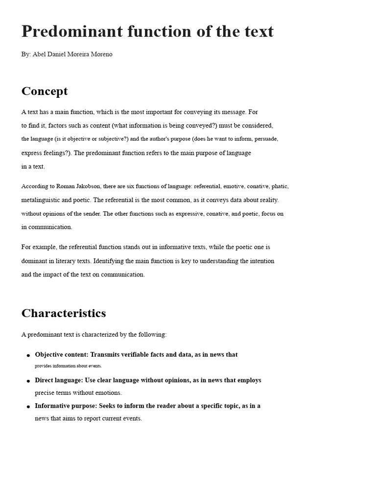 Predominant function of the text | PDF | Reference | Communication
