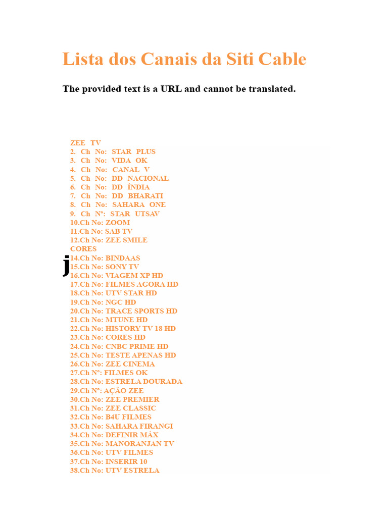 Lista de Canais Do Siti Cable Channel PDF | PDF | Rede de televisão ...