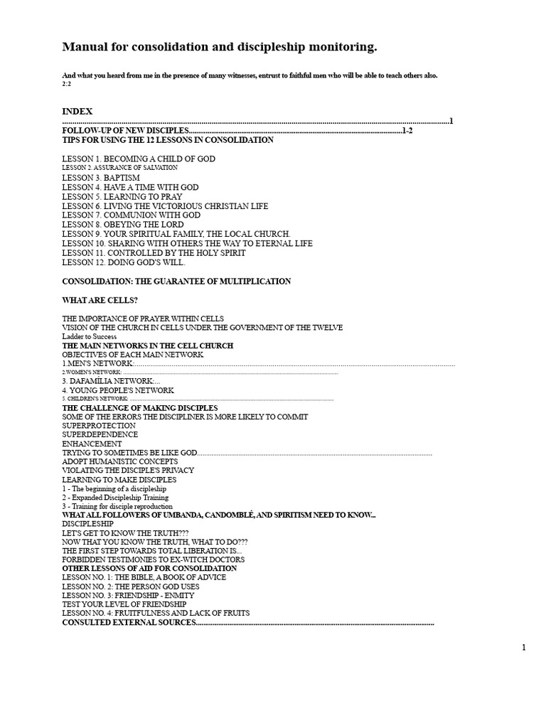 Discipleship Consolidation Manual | PDF | Disciple (Christianity) | Baptism