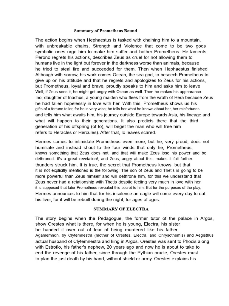 Summary of Prometheus Unbound | PDF | Clytemnestra | Agamemnon
