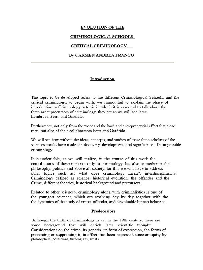 Thesis On Criminology | PDF | Criminology | Crimes