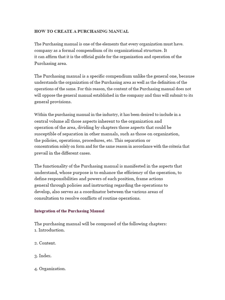 How To Create A Purchasing Manual | PDF | Policy | Specification (Technical Standard)