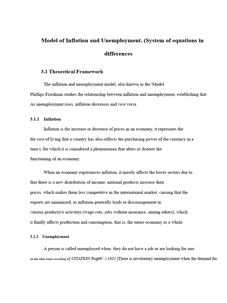 Inflation and Unemployment Model System of Difference Equations | PDF ...