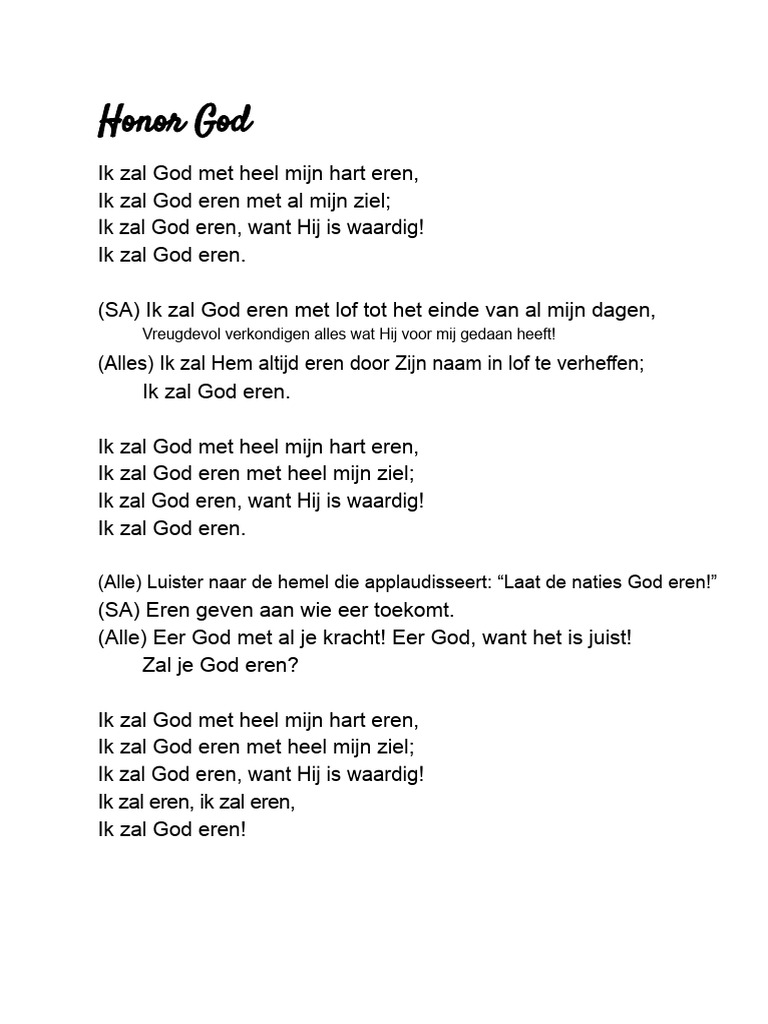 Eer God - Liedjes | PDF