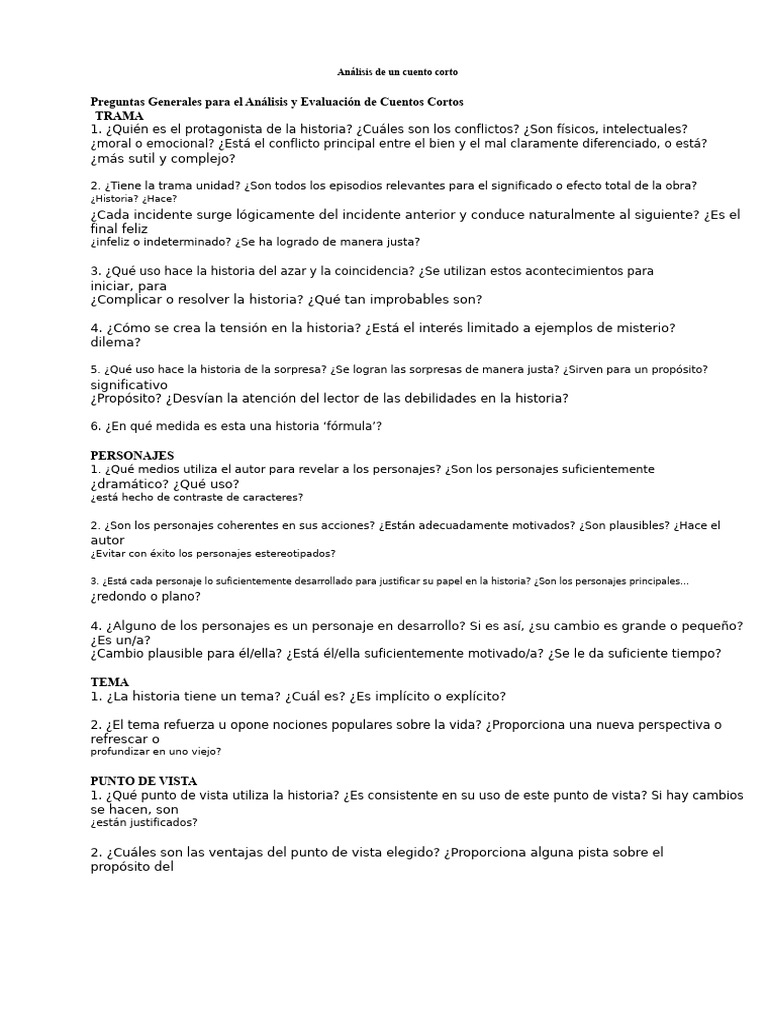 Análisis de Cuentos Cortos | PDF | Las emociones