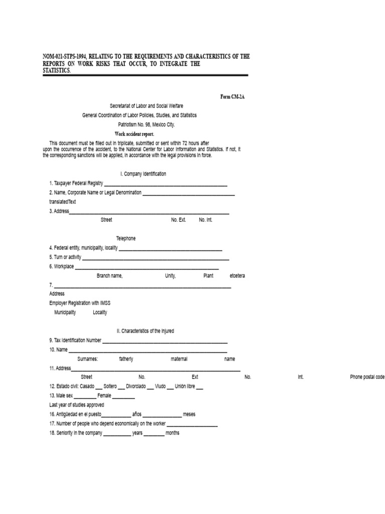Nom 021 Stps Format Cm2a Cm2b | PDF