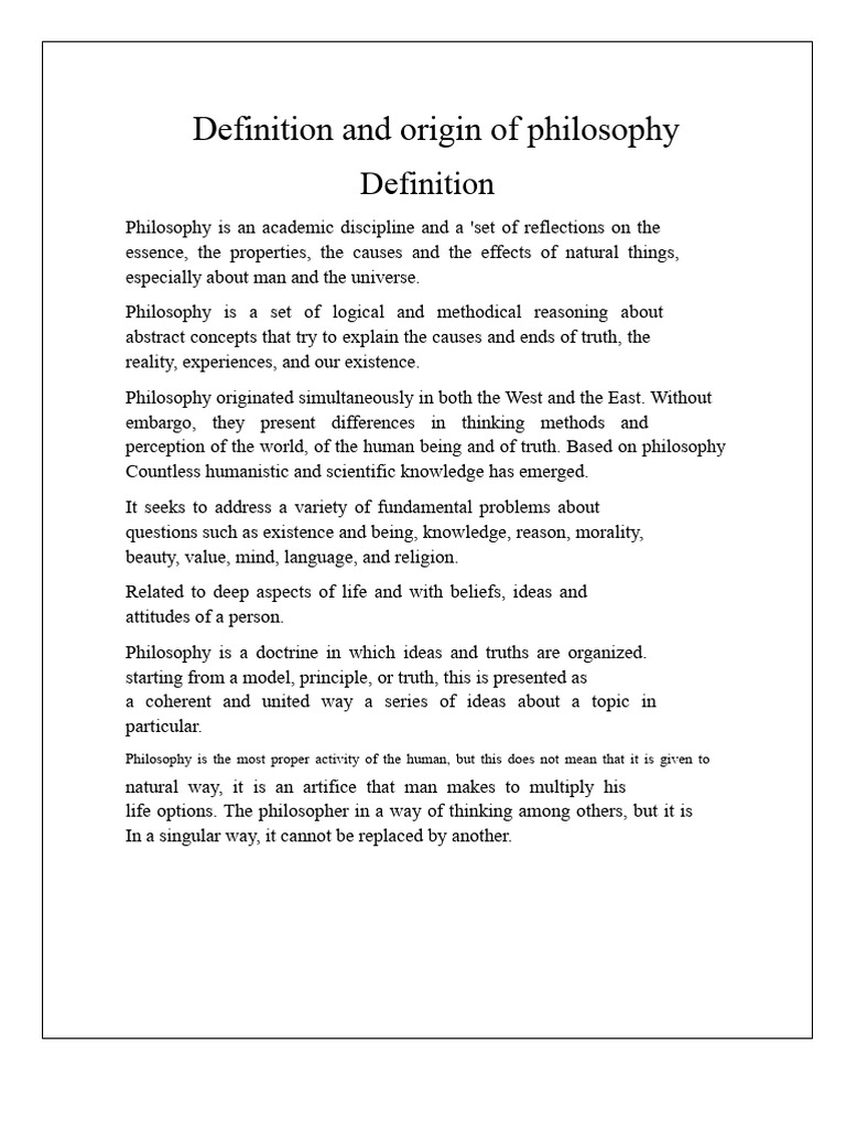 Philosophy: Definition and Origins Explained | PDF