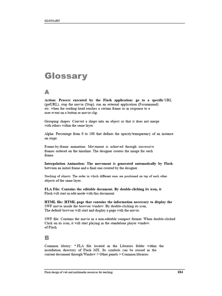 Basic Glossary of Adobe Flash | PDF | Adobe Flash | Computing