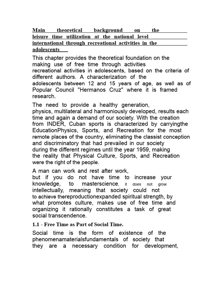 Adolescent Leisure Time Utilization | PDF | Sociology | Psychology