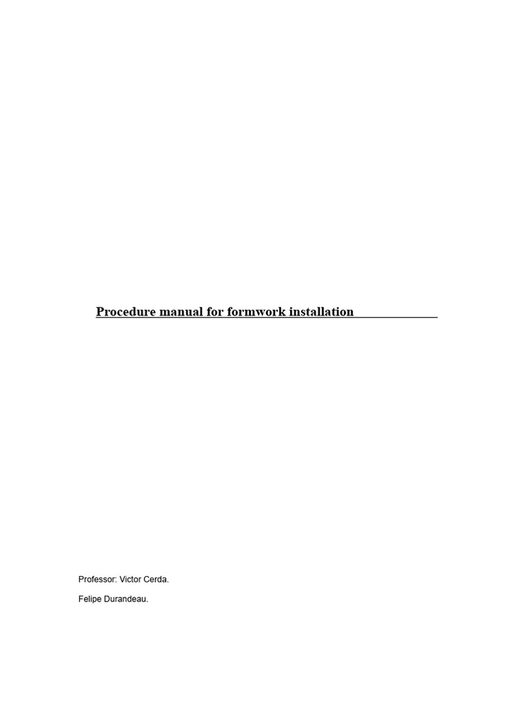 Procedure manual for the installation of formwork | PDF | Concrete ...