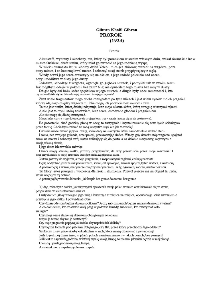 Gibran Khalil Gibran - Prorok | PDF
