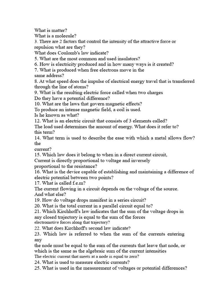 Electricity Questions and Answers | PDF | Inductance | Voltage