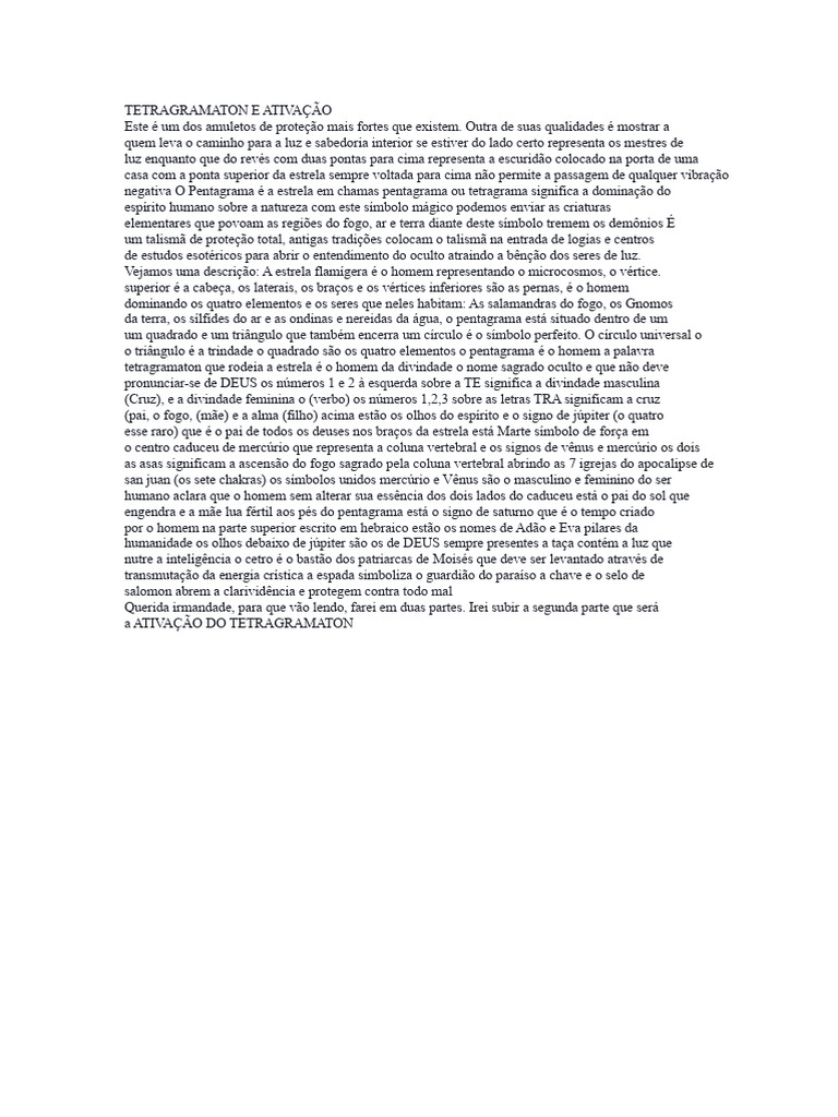 Tetragrama Significado e Ativação | PDF