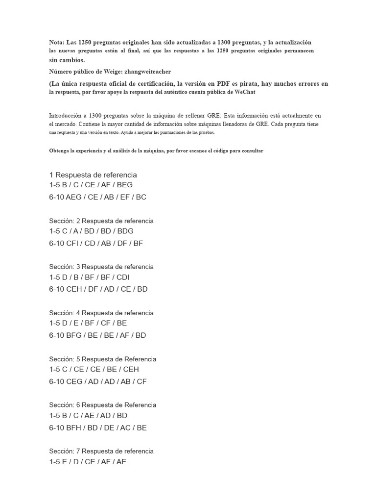 KMF - 1300 (Hoja de Respuestas) | PDF