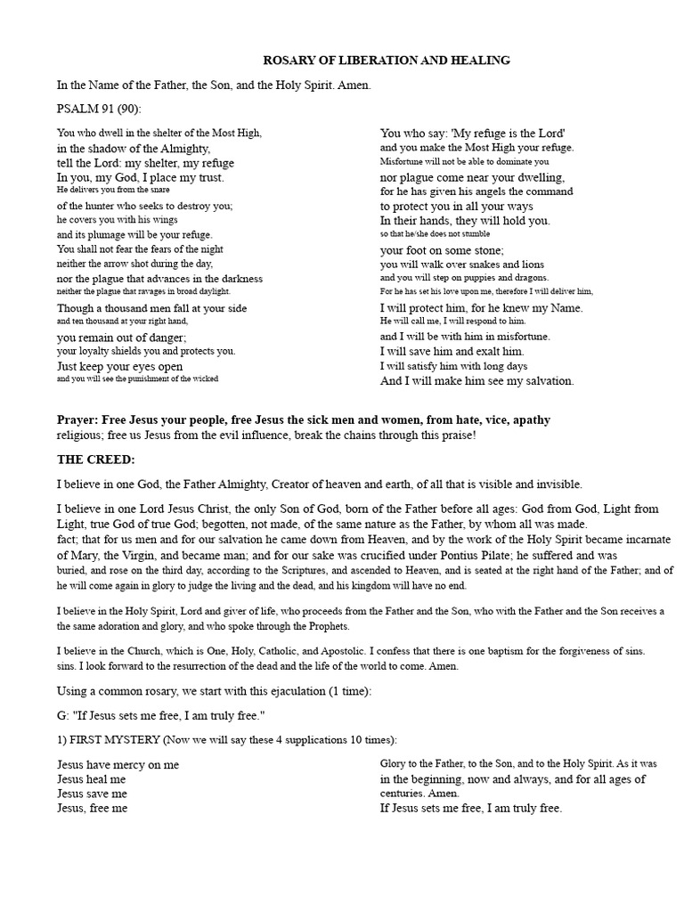 Rosary Of Liberation And Healing Pdf God The Father Glory Religion