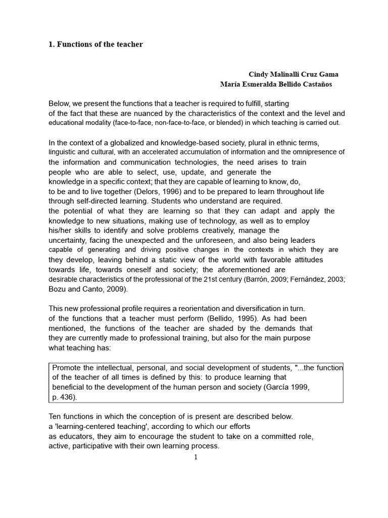 Essential Teacher Functions Explained | PDF | Learning | Teachers