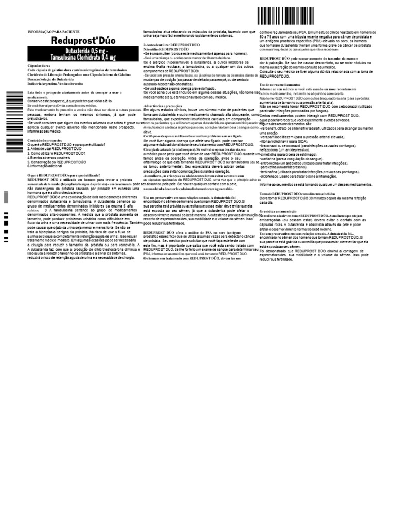 REDUPROST_DUO_Prospecto_Pacientes_RAFFO | PDF | Próstata | Câncer de ...