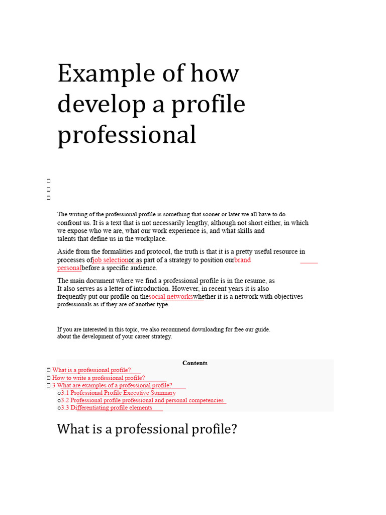 Example of how to create a professional profile | PDF | Business