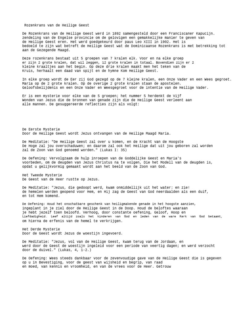 De Geest Van God Rozenkrans (Ketting Van de Heilige Geest) | PDF