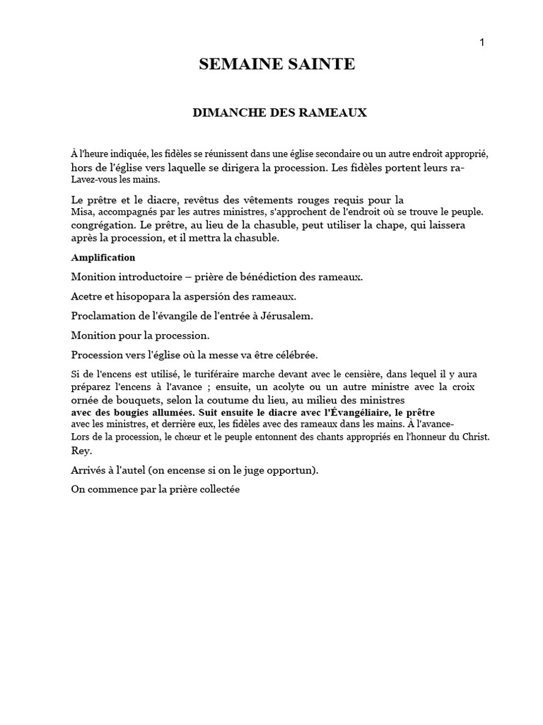 Célébrations de la Semaine Sainte | PDF | Eucharistie | Rituels religieux