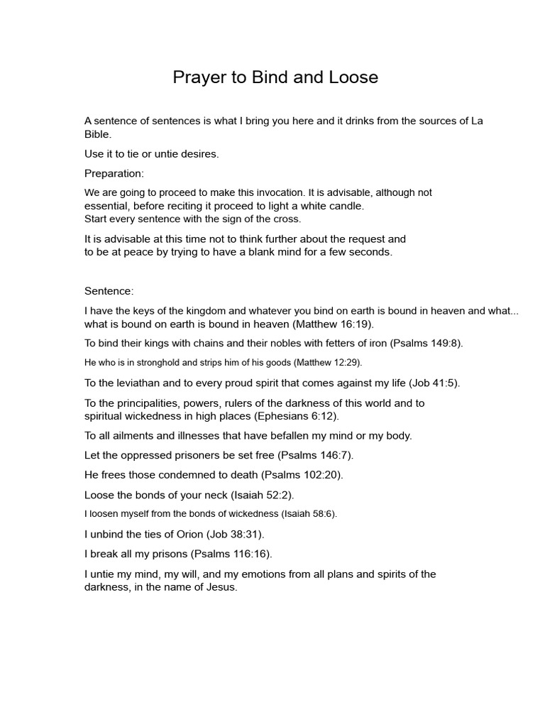 Prayer for Binding and Loosing Authority | PDF | Jesus | Angel