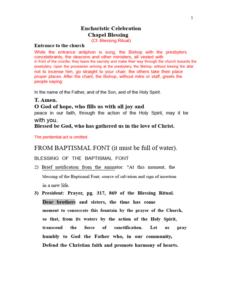 Blessing Rite for a New Chapel | PDF | Altar | Eucharist