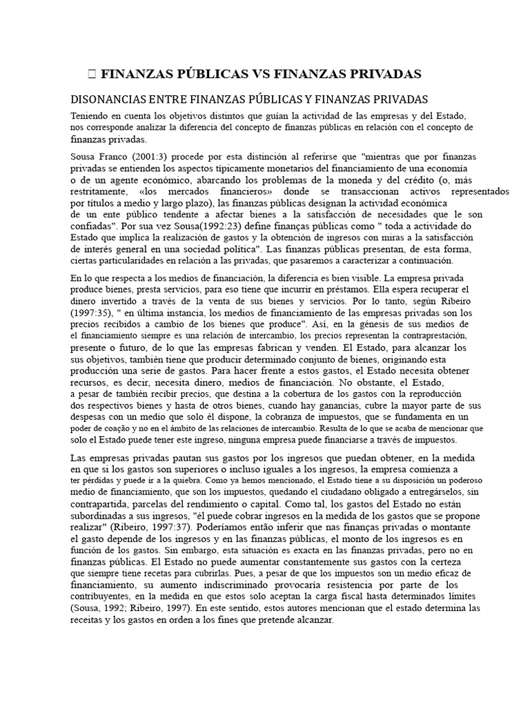Finanzas Públicas Vs Finanzas Privadas | PDF | Bienes | Business
