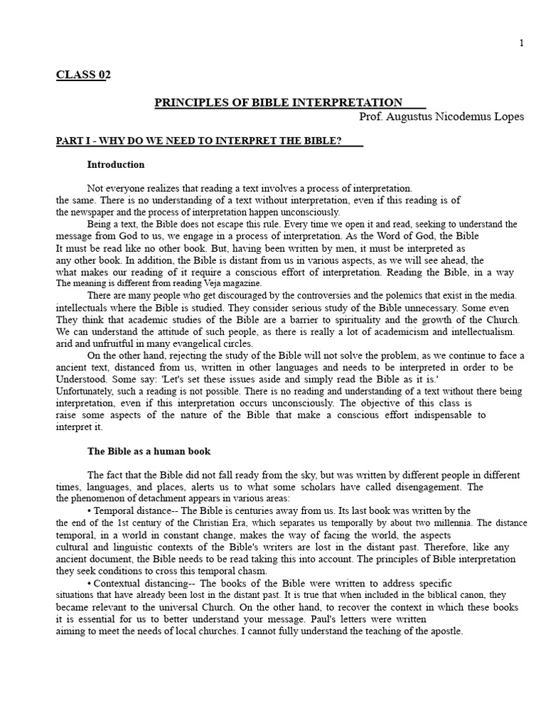 Bible Interpretation Principles Explained | PDF | Bible | Biblical ...