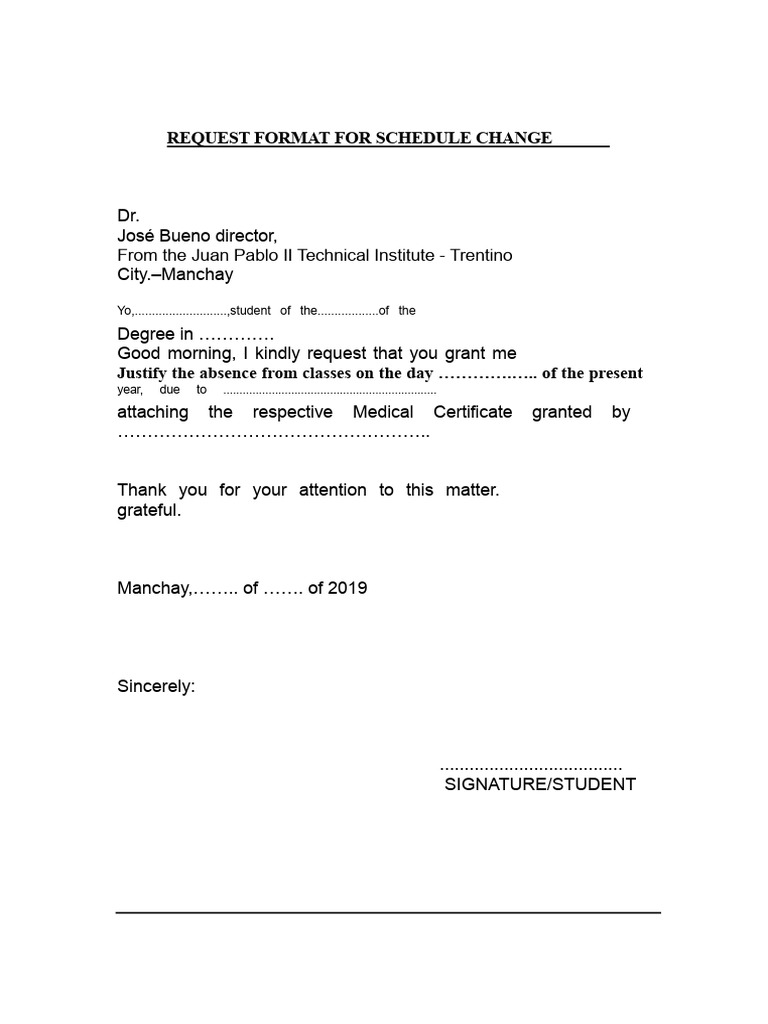 REQUEST FORM FOR SCHEDULE CHANGE.docx | PDF