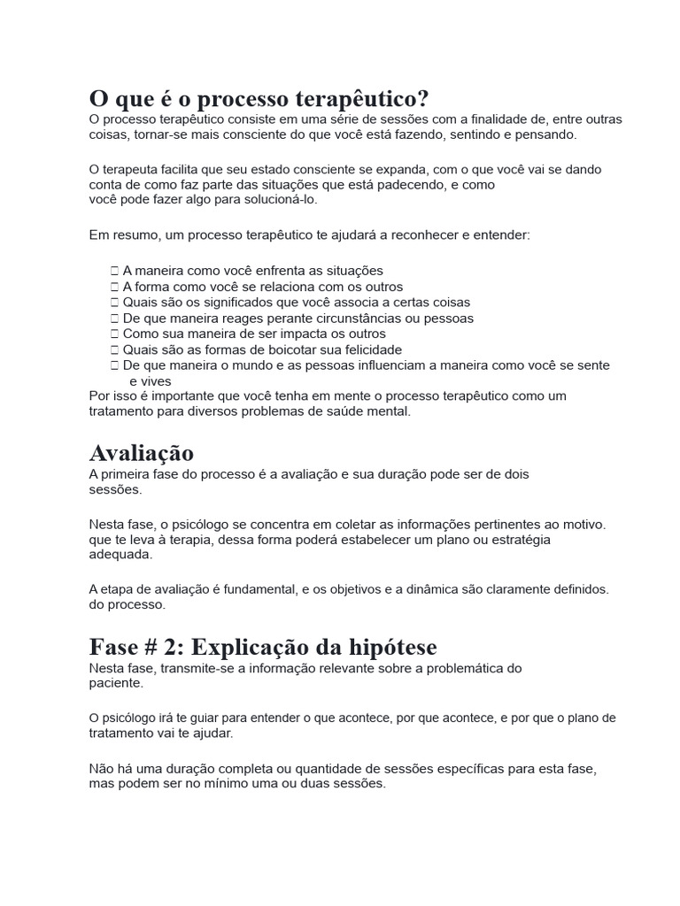 Entenda o Processo Terapêutico | PDF | Consciência | Psicologia