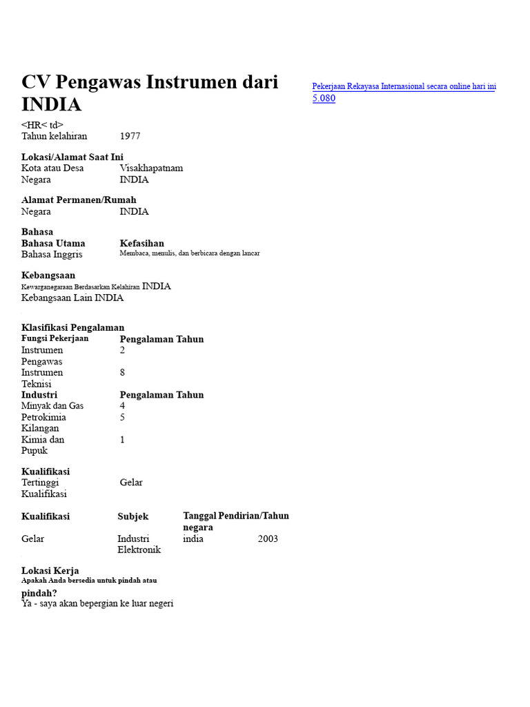 Instrument Cv | PDF