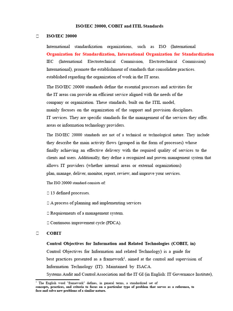 ISO/IEC 20000, COBIT, ITIL Overview | PDF | Cobit | Business