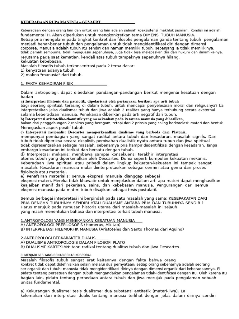 Dimensi Tubuh Manusia dalam Filosofi | PDF