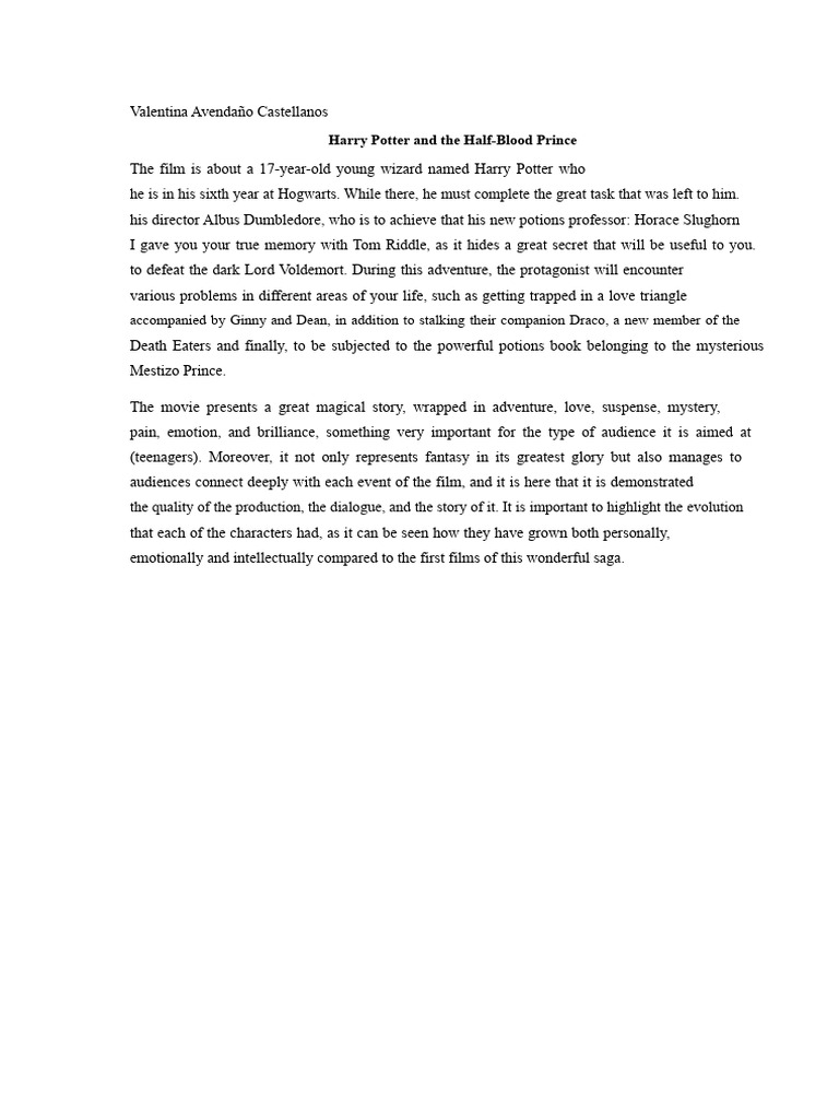 Harry Potter: Half-Blood Prince Overview | PDF