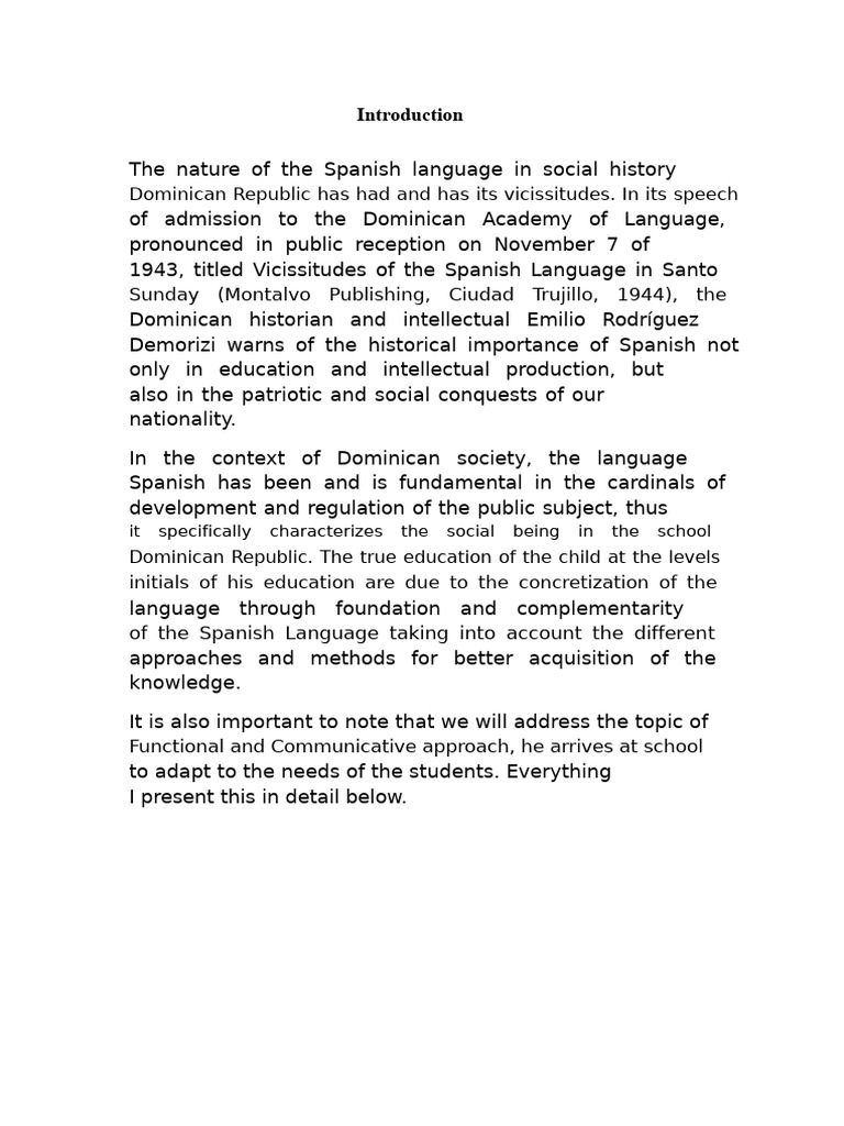Nature of The Spanish Language | PDF | Discourse | Procedural Knowledge