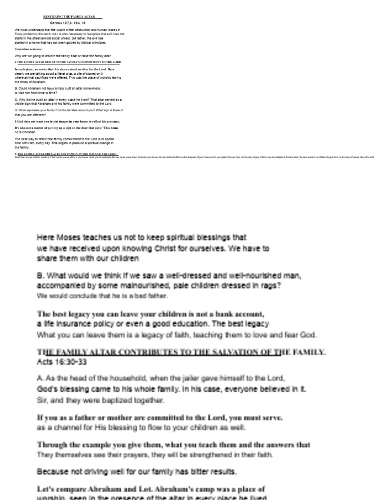 Restoring The Family Altar | PDF | Altar | Abraham