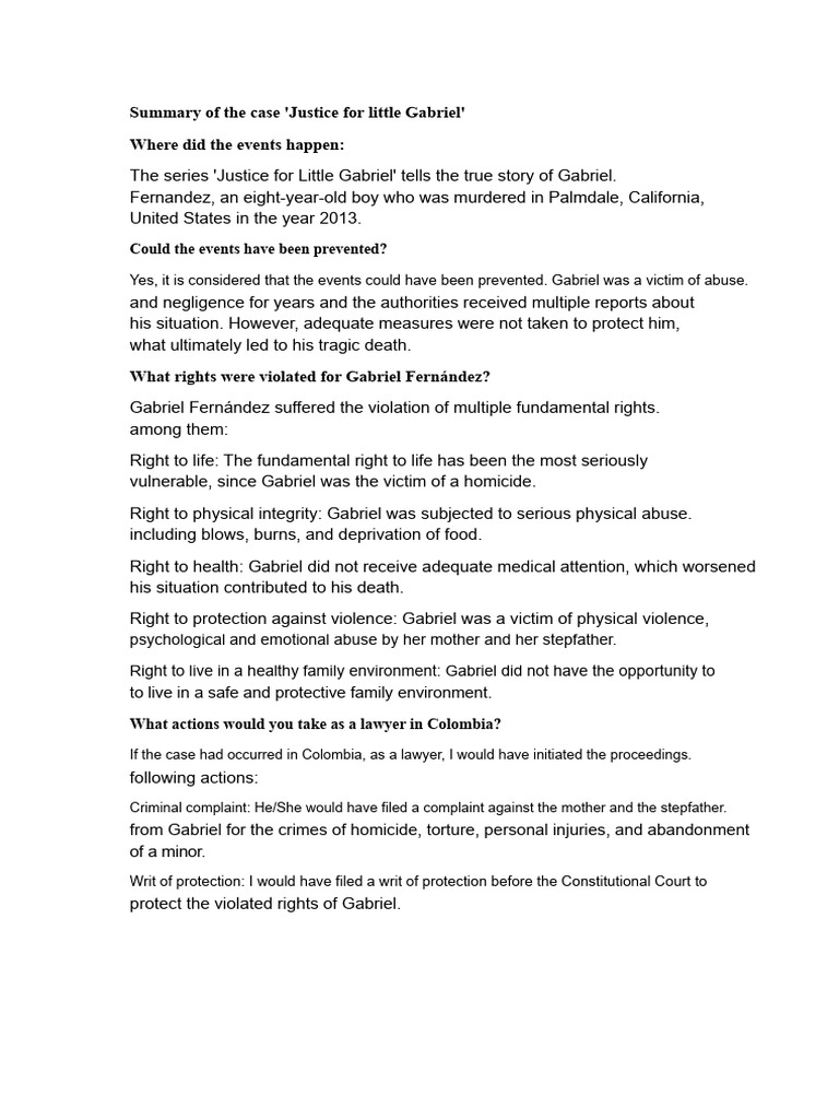 Summary Justice For Little Gabriel | PDF | Police | Crimes