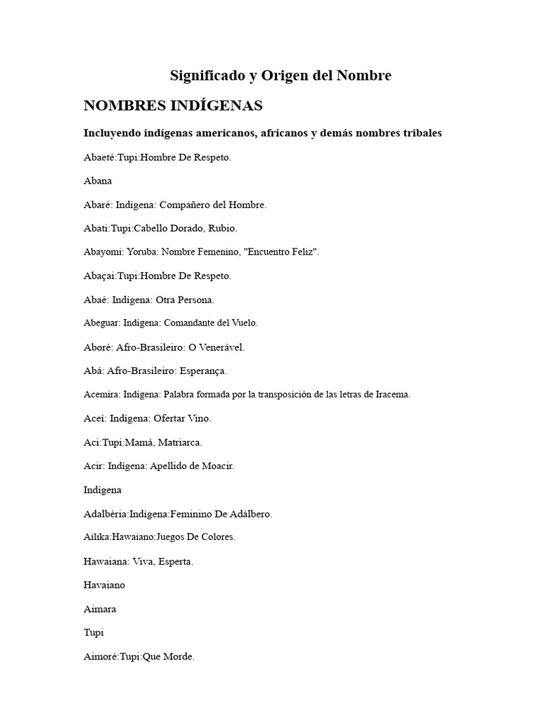 Nombres Indígenas | PDF